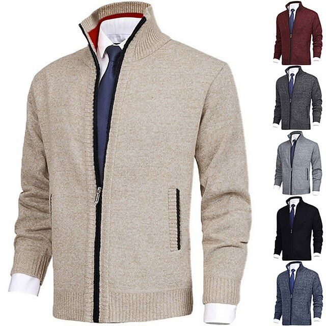 Men's Sweater Cardigan Sweater Dress Sweater Zip Sweater Ribbed Knit ...