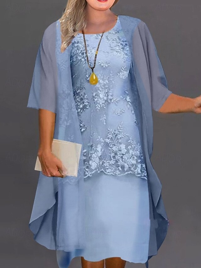 Per donna Plus Size Vestito longuette Abito di pizzo Set di vestiti Vestito due pezzi Abito da ...