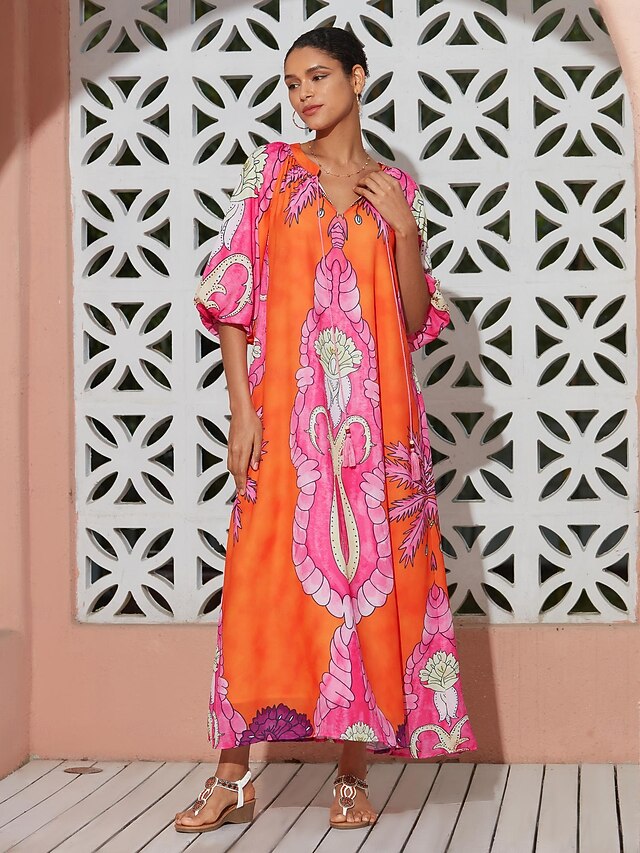 Chiffon V Neck Plant String Maxi Dress Ador Orange 2026 $99.00 XS S M L ...